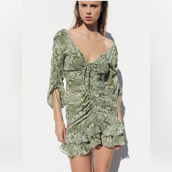 Zara | Dresses | Zara Animal Print Draped Dress | Poshmark